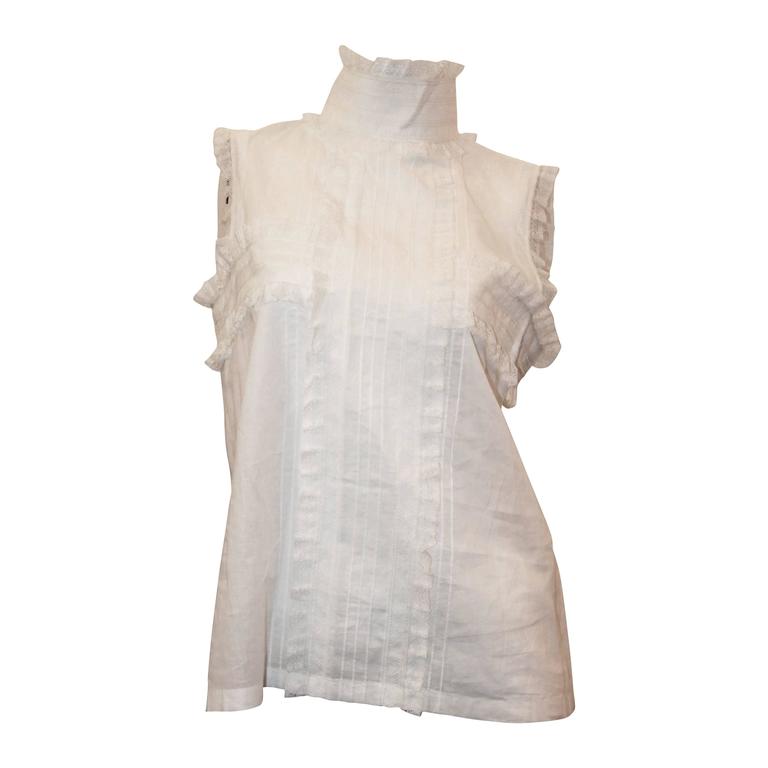 Chanel White Cotton Lace Shift Top - 40 - circa 2006 at 1stDibs