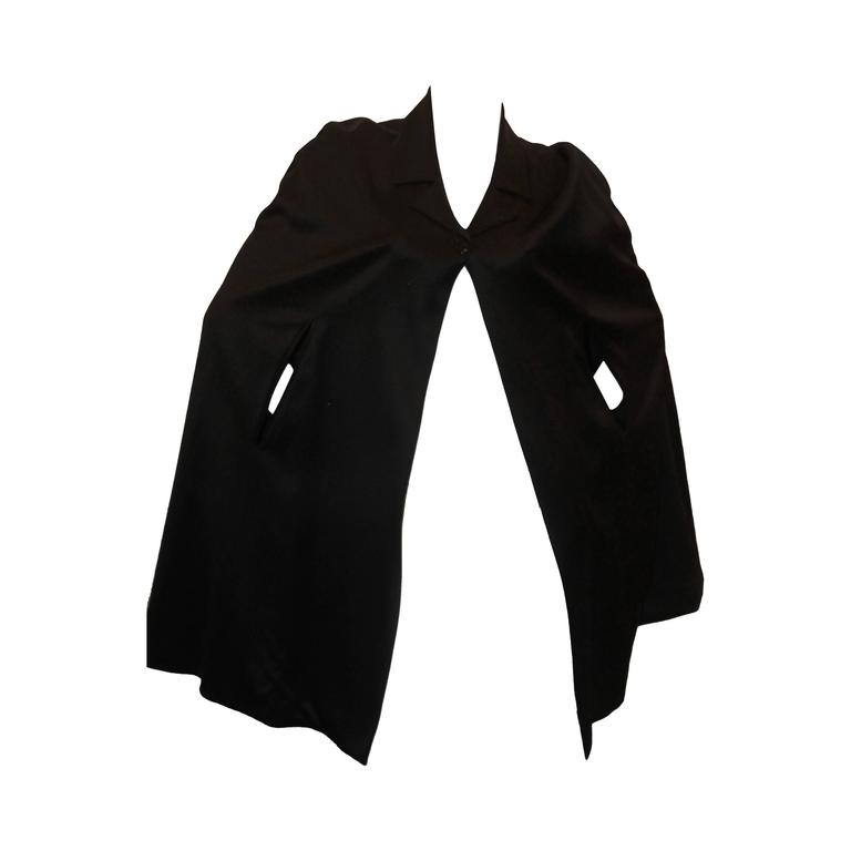 Chanel Black Silk Podesua Collared Cape - 34 - circa 2001 at 1stDibs