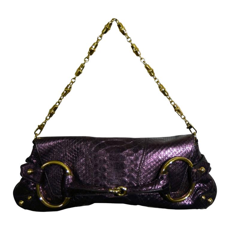 1990s Gucci Chain purple python skin bag at 1stDibs