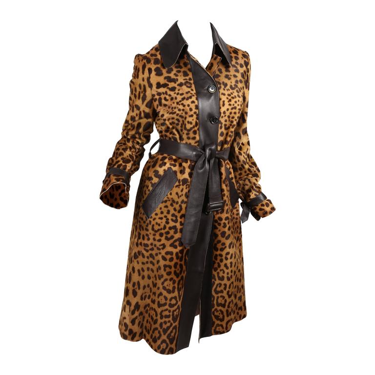 Dolce and Gabbana Leopard Print Pony skin Coat - Size 40 at 1stDibs
