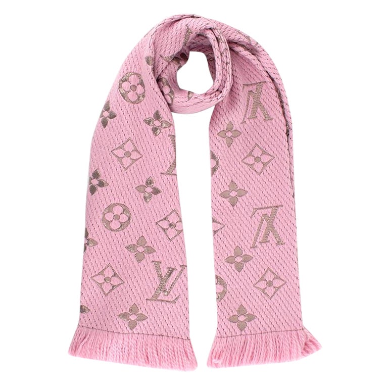 Louis Vuitton Pink Wool Blend Logomania Shine Scarf For Sale at 1stDibs