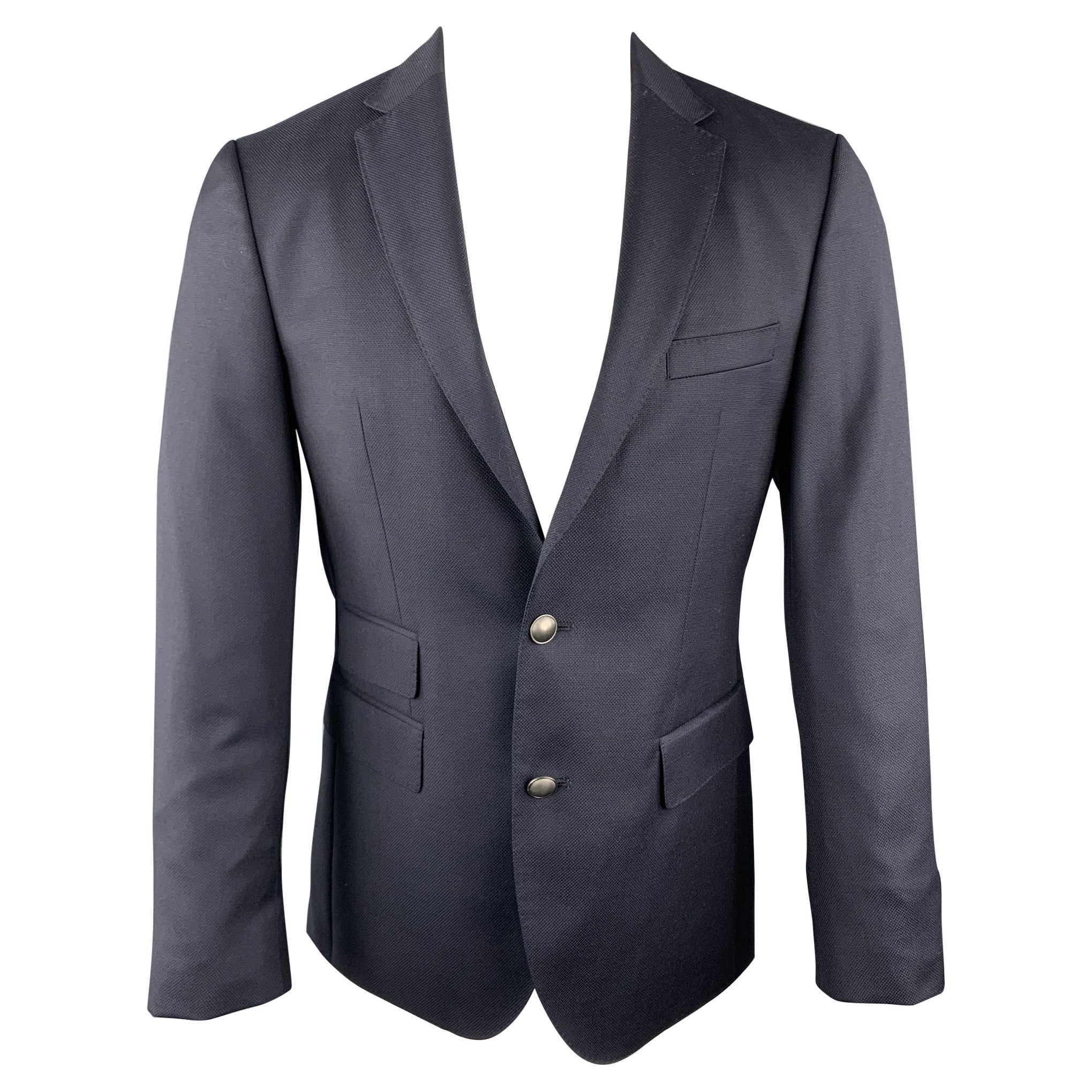 HUGO BOSS Size 36 Black Sequined Viscose Blend Notch Lapel Sport Coat ...