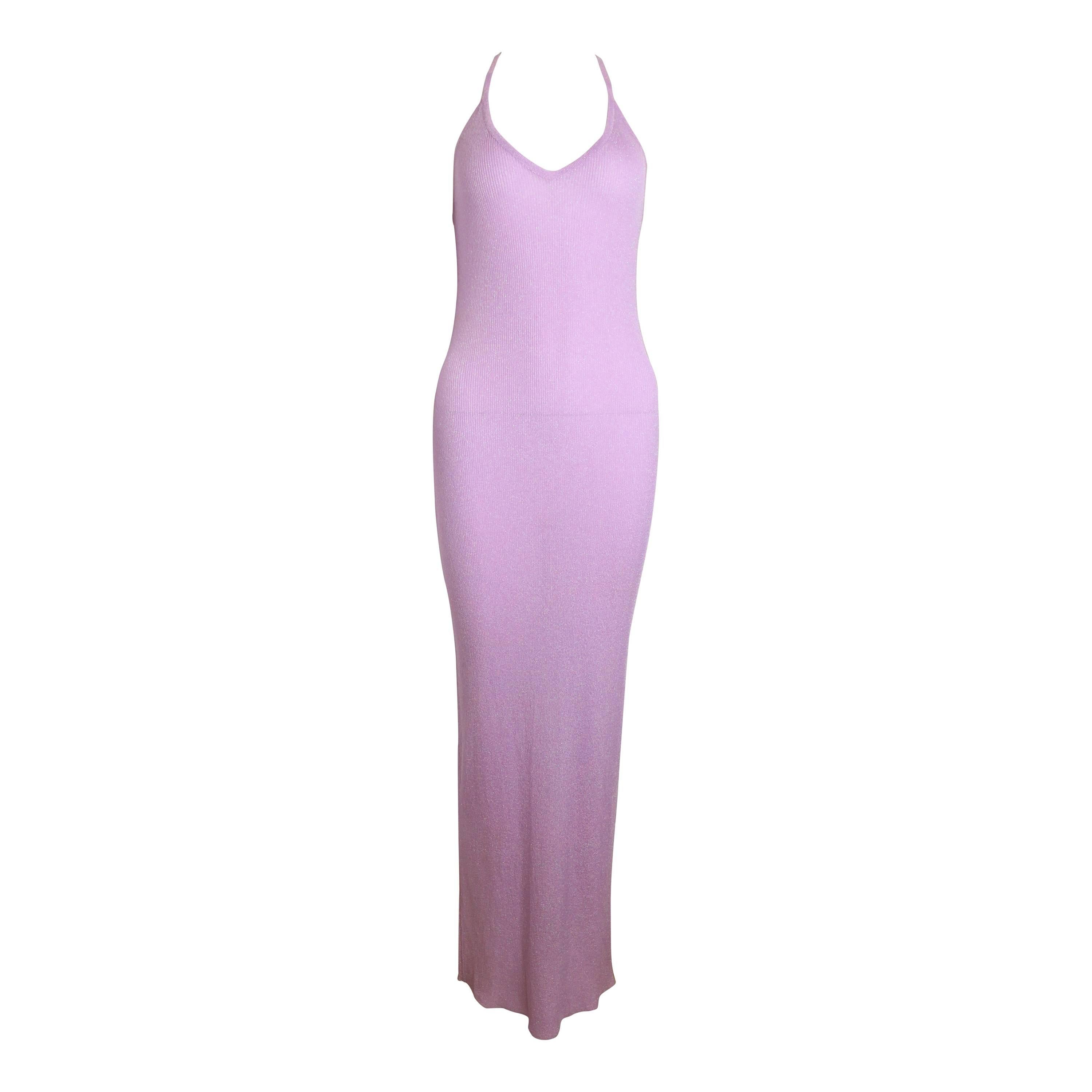 Chanel Pink Metallic Maxi Dress at 1stDibs