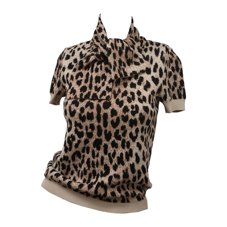 Valentino Leopard Print Cashmere Sweater For Sale at 1stDibs