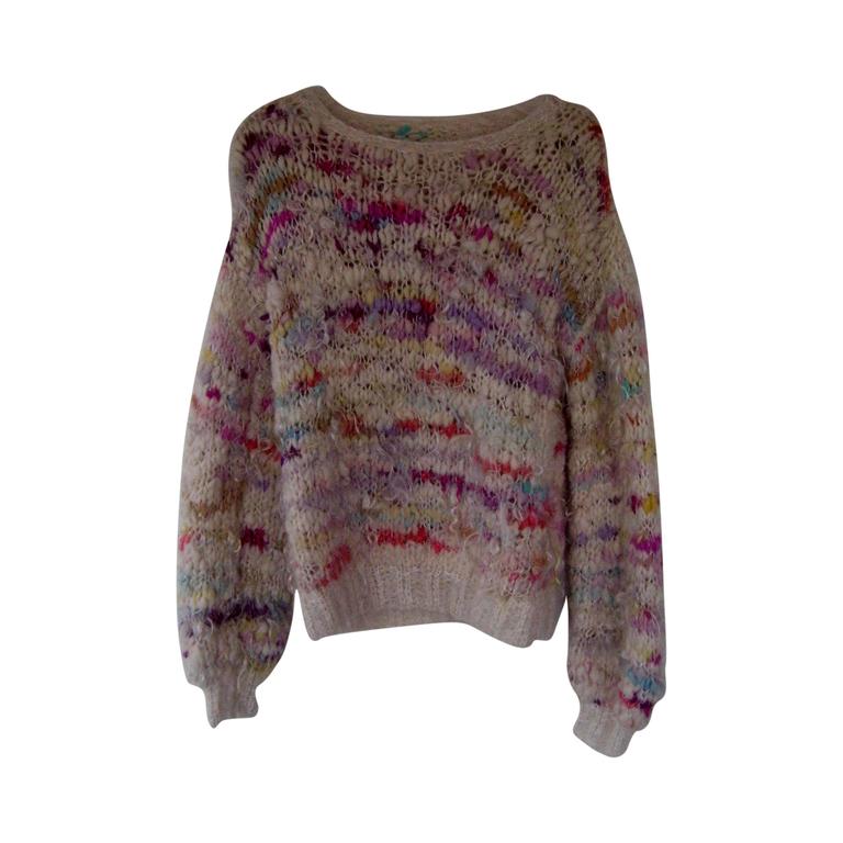 1970s Punk Rock Hand Knit Mohair Fishnet Jumper Sweater at 1stDibs