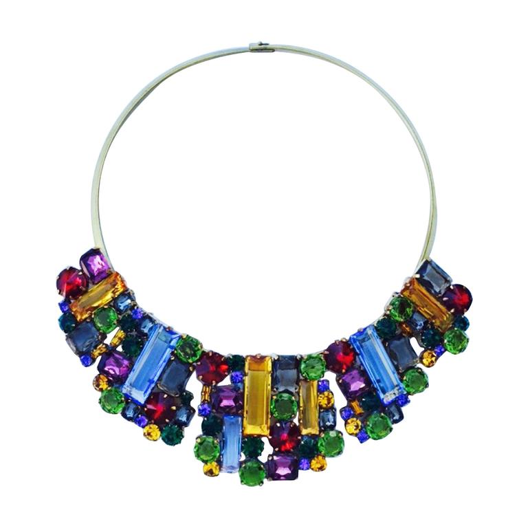 Czech Crystal "Jeweled" Collar Necklace at 1stDibs