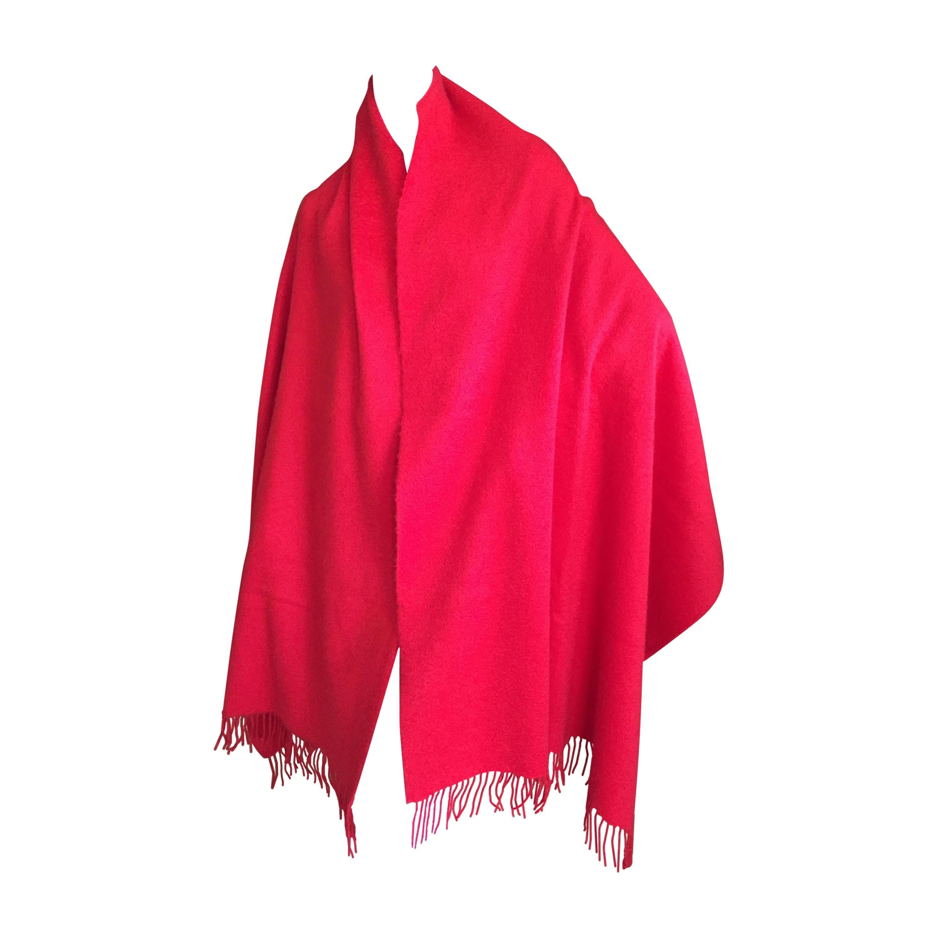 Hermes Paris Large Red Cashmere Shawl New in Box at 1stDibs