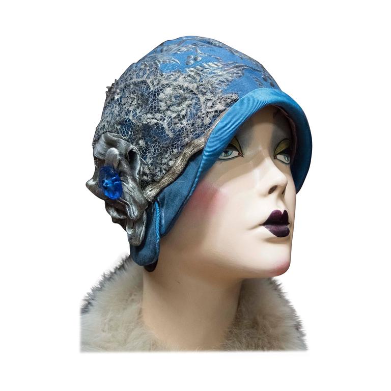 1920s Blue Cloche Hat For Sale at 1stDibs