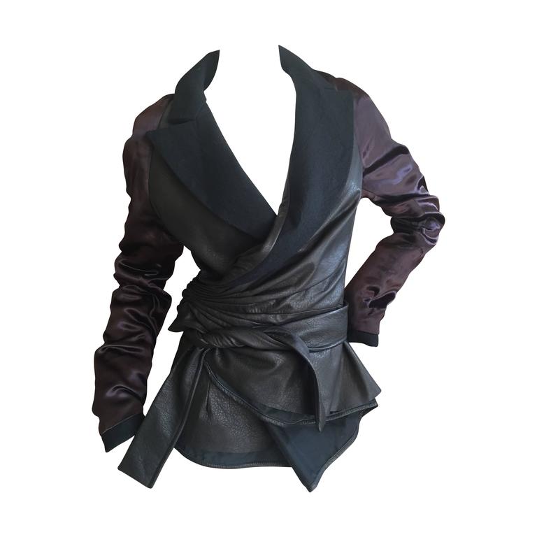 Haider Ackermann Black Leather Wrap Jacket at 1stDibs
