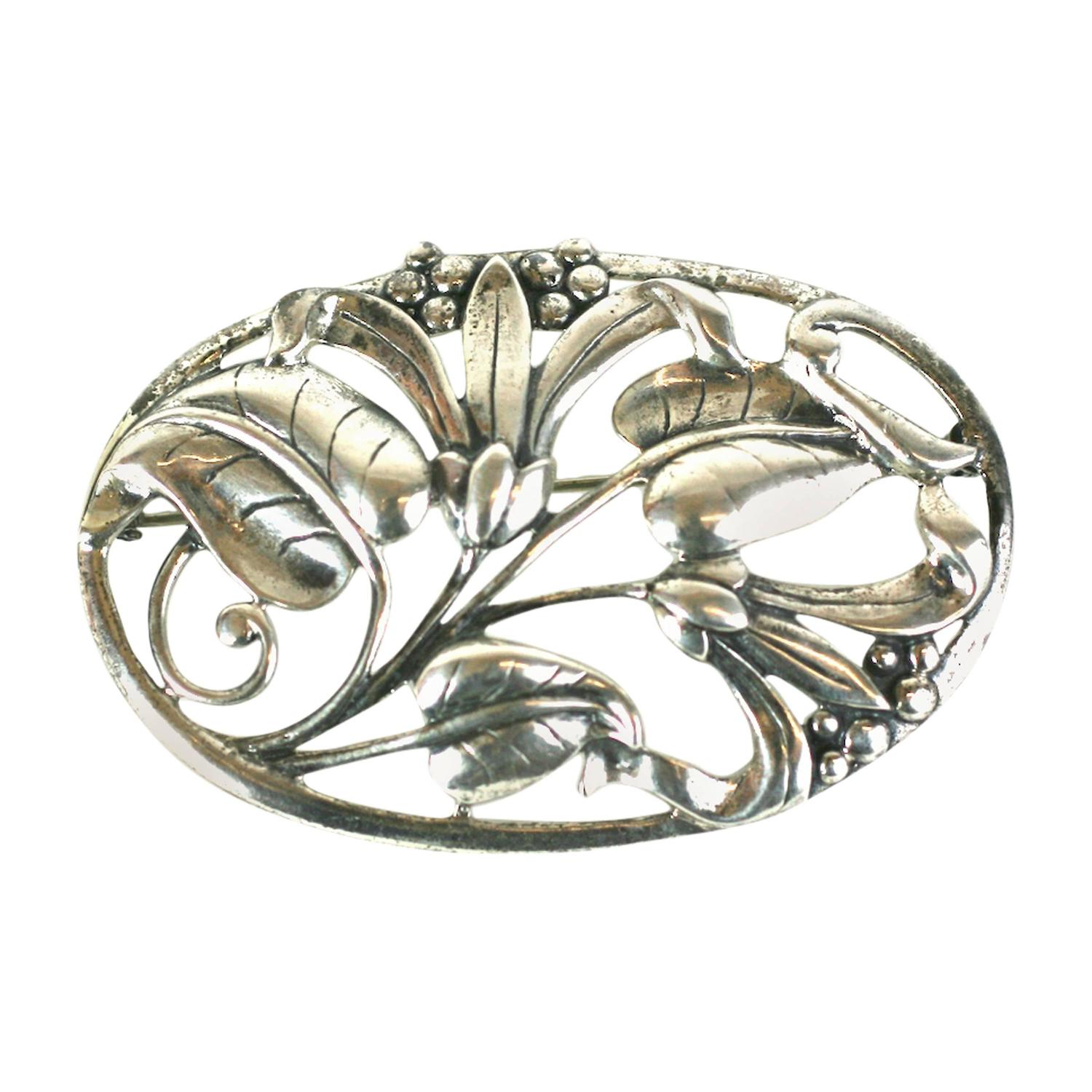 Danecraft Cast Sterling Silver Floral Brooch For Sale at 1stdibs