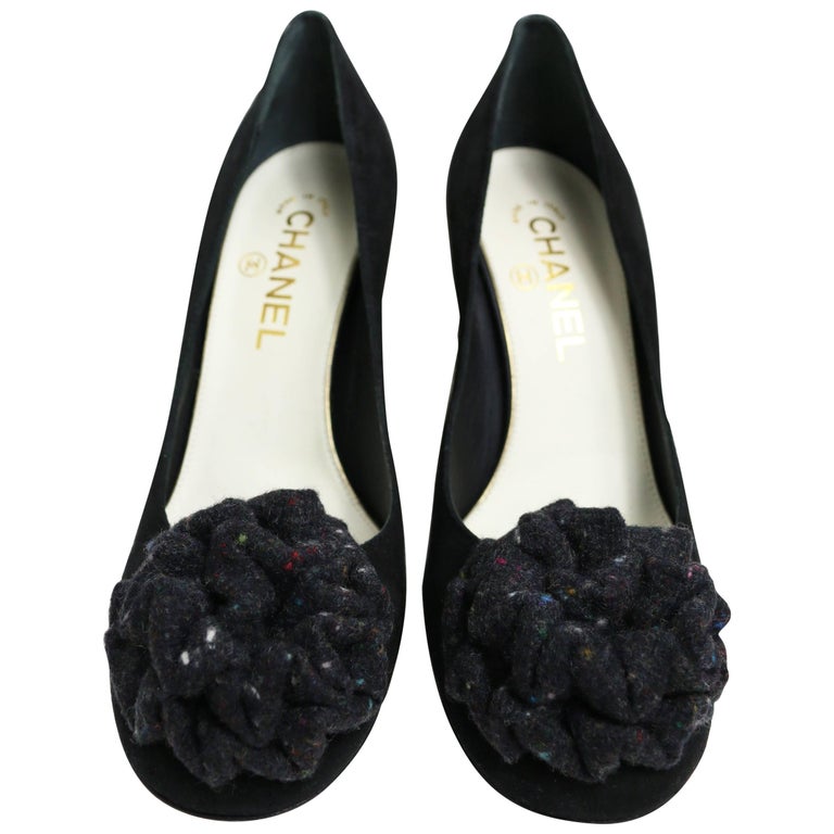 Chanel Black Suede Ribbon Shoes For Sale at 1stDibs