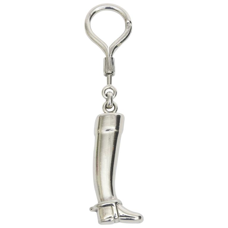 Italian Gucci Chromed Silver-Plate Stirrup Boot key Chain at 1stDibs