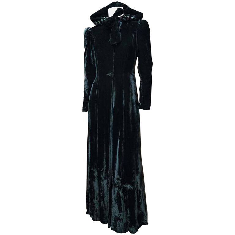 1930s Hooded Velvet Opera Coat at 1stDibs