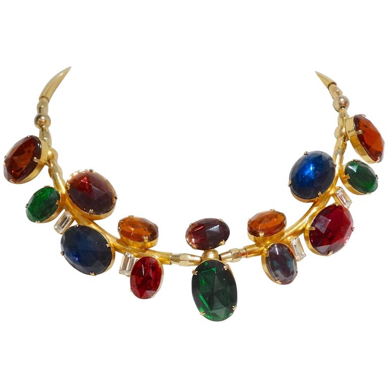 Emilio Pucci Gem Collar Necklace, 1980s For Sale at 1stDibs