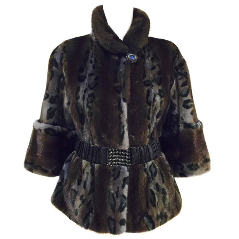 Stunning Saga Furs Royal Belted Leopard Print Mink Jacket at 1stDibs