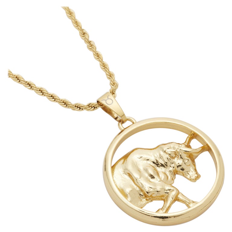 Eternally Taurus, Pendant Necklace Dipped in 24k Gold For Sale at 1stDibs