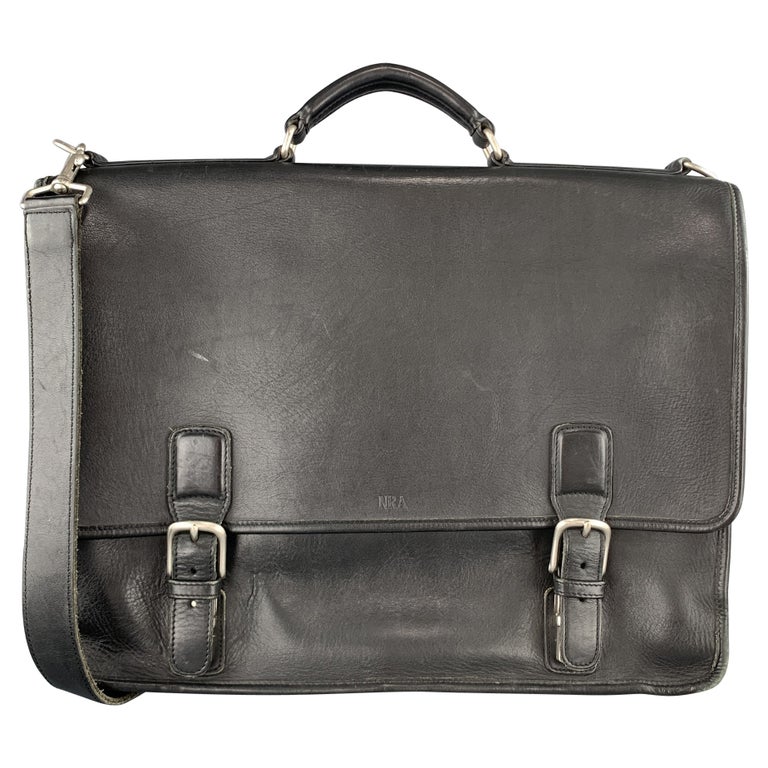 COACH Black Leather Shoulder Strap Double Closure Briefcase For Sale at ...