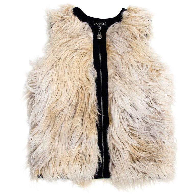 Chanel Wool Faux Fur Vest at 1stDibs | chanel fur jacket, chanel faux ...