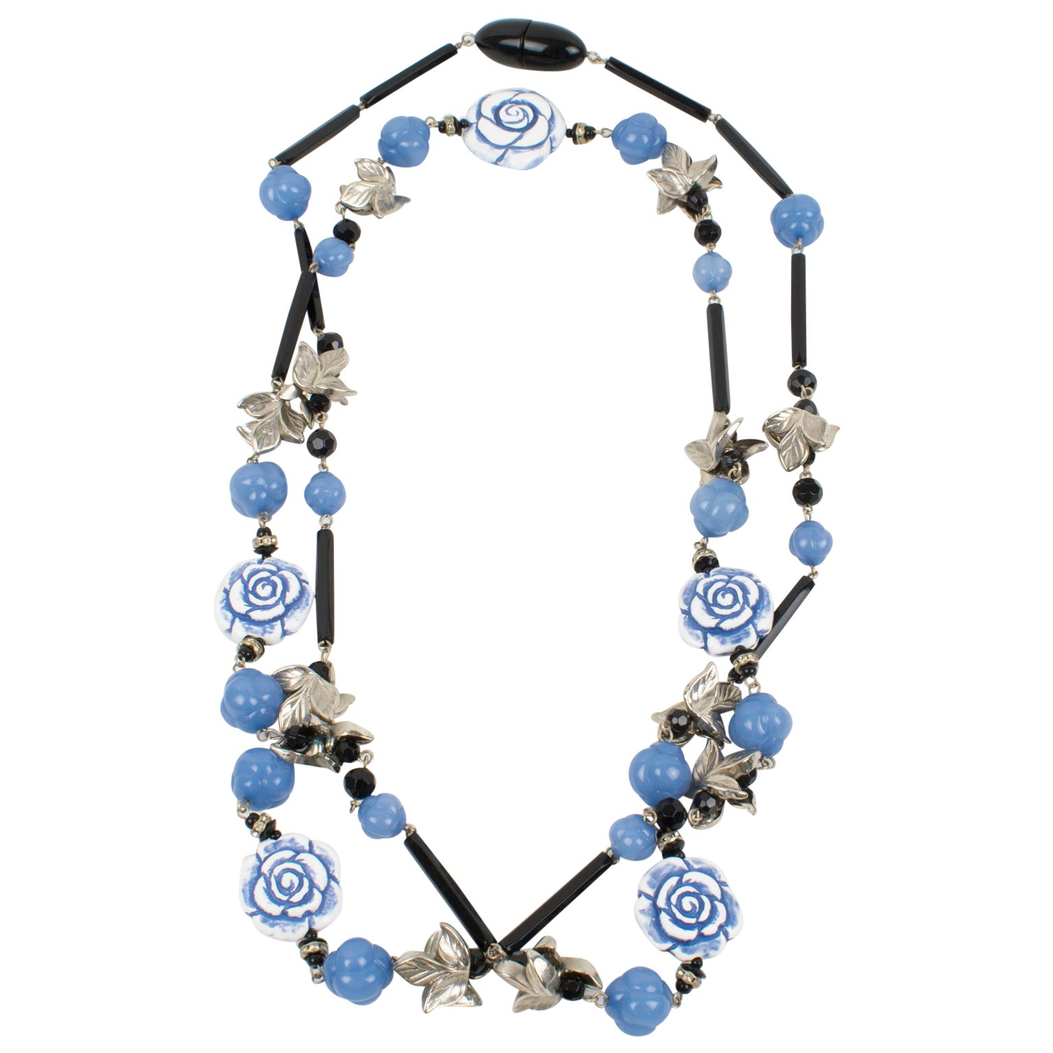 Angela Caputi Tortoise Pearly and Black Lucite Choker Necklace at 1stDibs