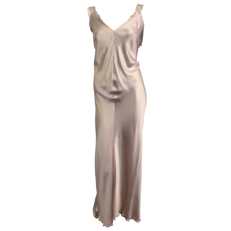 Alberta Ferretti Silver Satin Slip Dress at 1stDibs | alberta ferretti ...