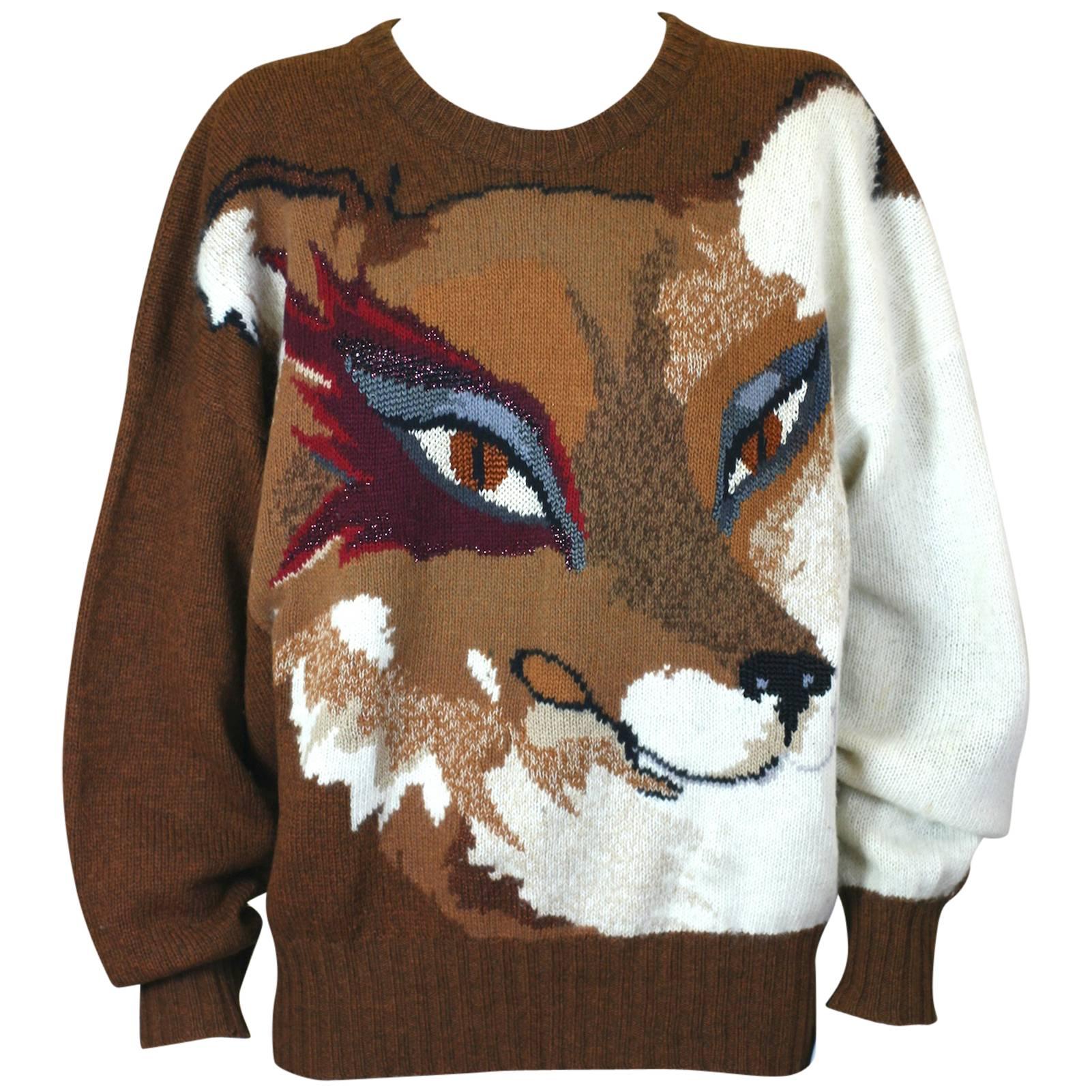 Krizia Wily Fox Sweater, Animal Series at 1stDibs | krizia sweater