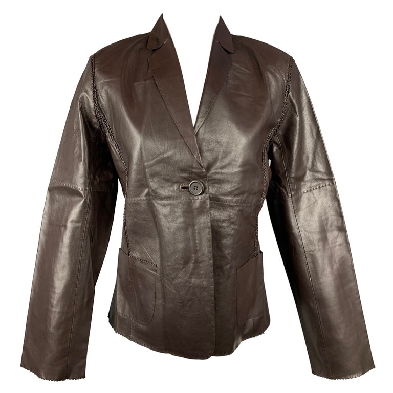 MAXSTUDIO Size S Brown Leather Jacket For Sale at 1stDibs