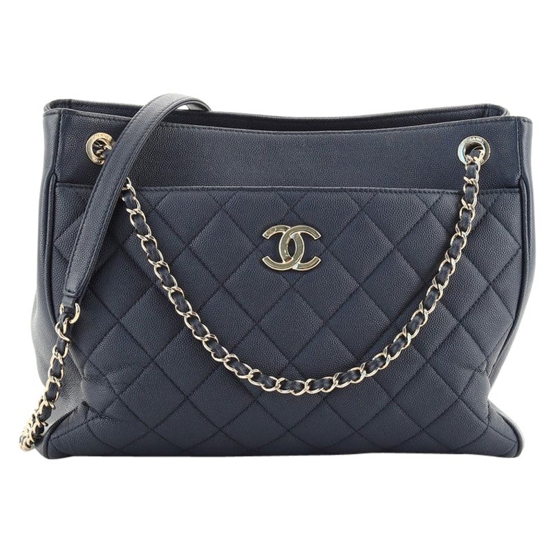 Chanel Aged Blue Quilted Leather Tote Bag at 1stDibs | chanel blue tote