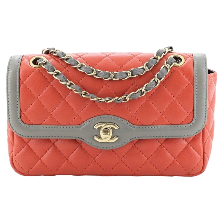 Chanel Two Tone Flap Bag Quilted Lambskin Small at 1stDibs