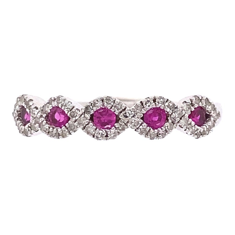 Ruby and Diamond Criss-Cross Gold Band Ring For Sale at 1stDibs
