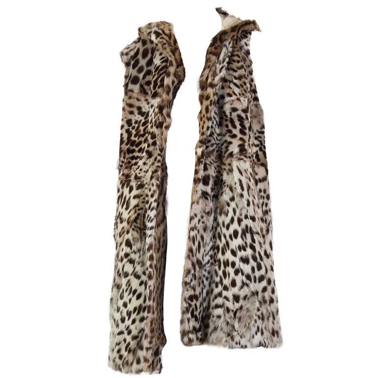 1970s Ocelot Hooded Fur Vest at 1stDibs