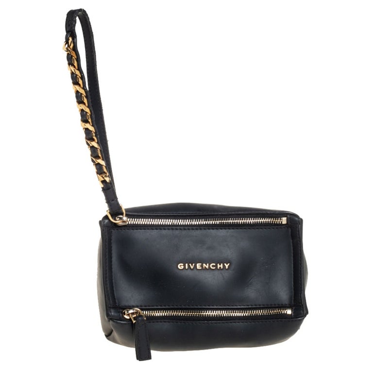 Givenchy Black Rubber Pandora Wristlet Clutch at 1stDibs