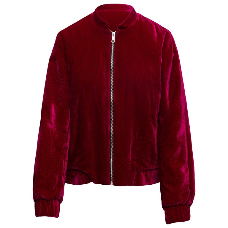 Opening Ceremony Red Velvet Bomber Jacket For Sale at 1stDibs