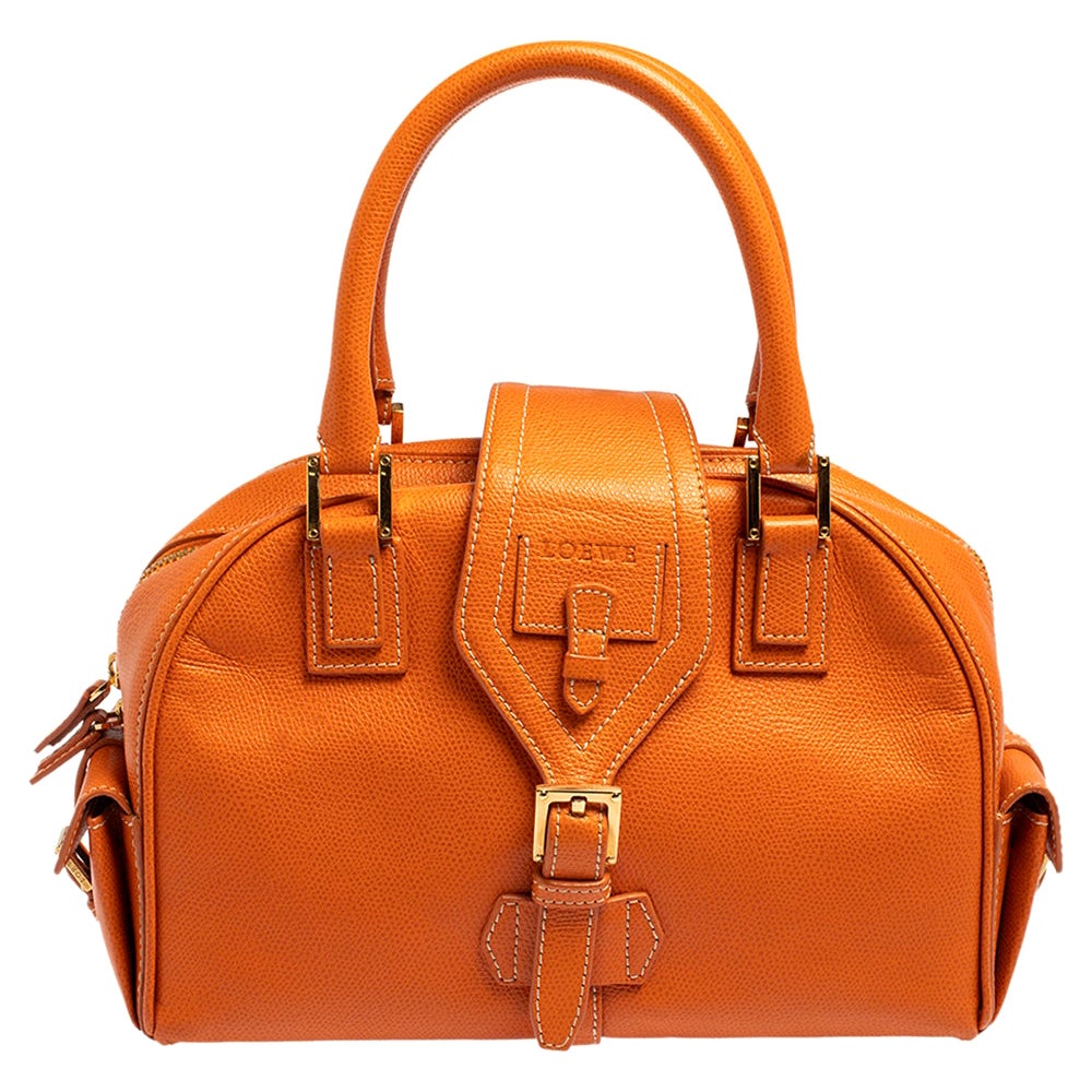 Loewe Burnt Orange Leather Bowling Bag at 1stDibs