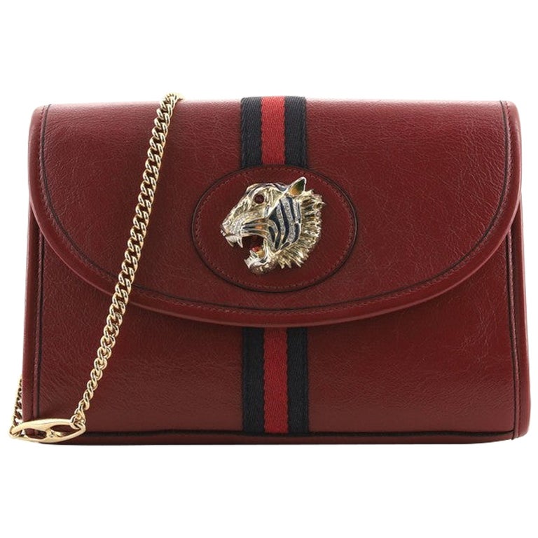 Gucci Rajah Web Chain Shoulder Bag Leather Small at 1stDibs
