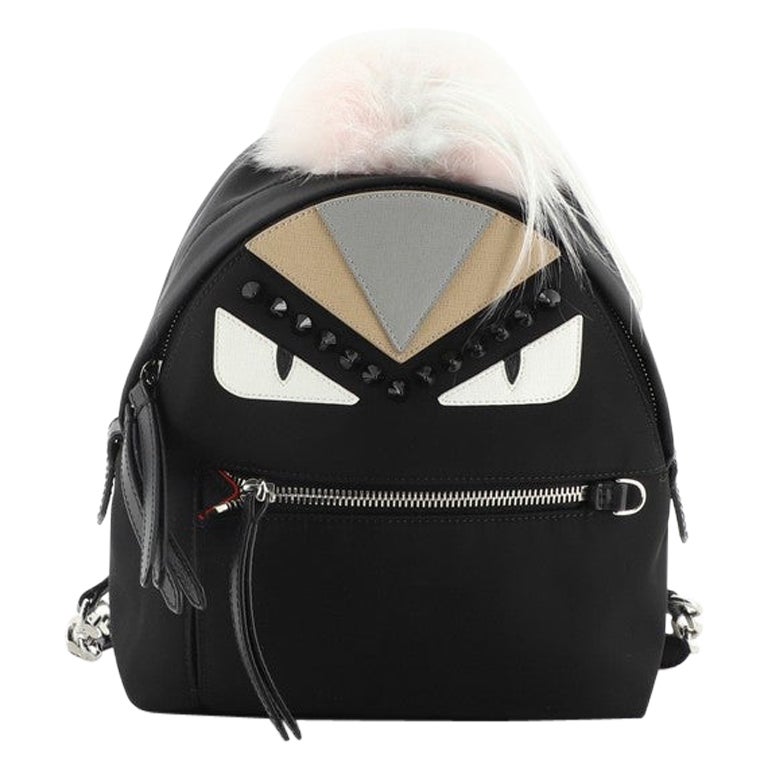 Fendi Monster Backpack Nylon with Leather and Fur Mini at 1stDibs
