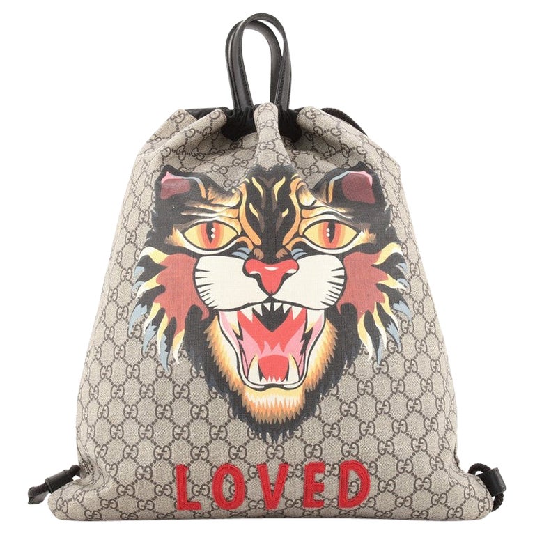 Gucci Drawstring Backpack Printed GG Coated Canvas Large at 1stDibs