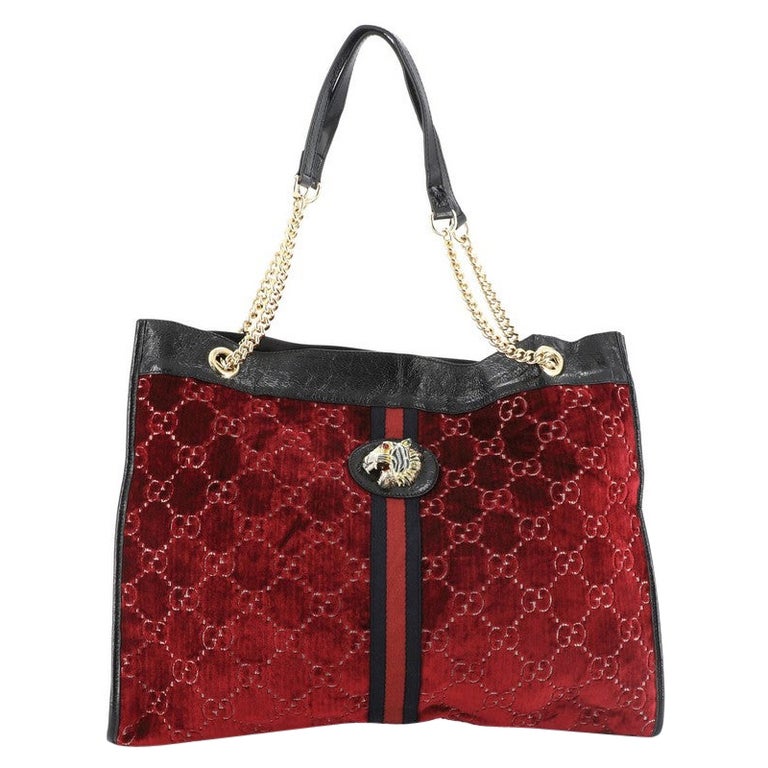 Gucci Rajah Chain Tote GG Velvet Large at 1stDibs