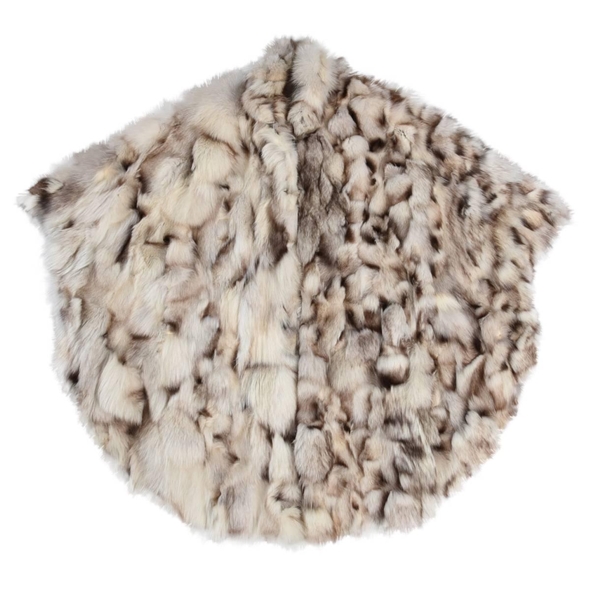 Ultra Shaggy Draped 1980s Arctic Fox Fur Cape at 1stDibs