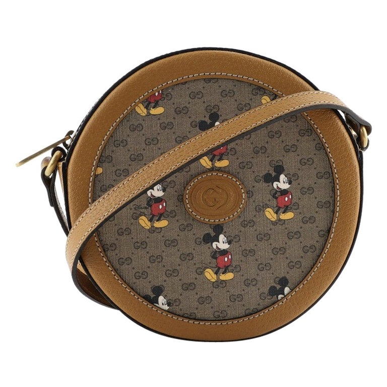 Gucci Disney Mickey Mouse Round Shoulder Bag Printed Mini GG Coated ...