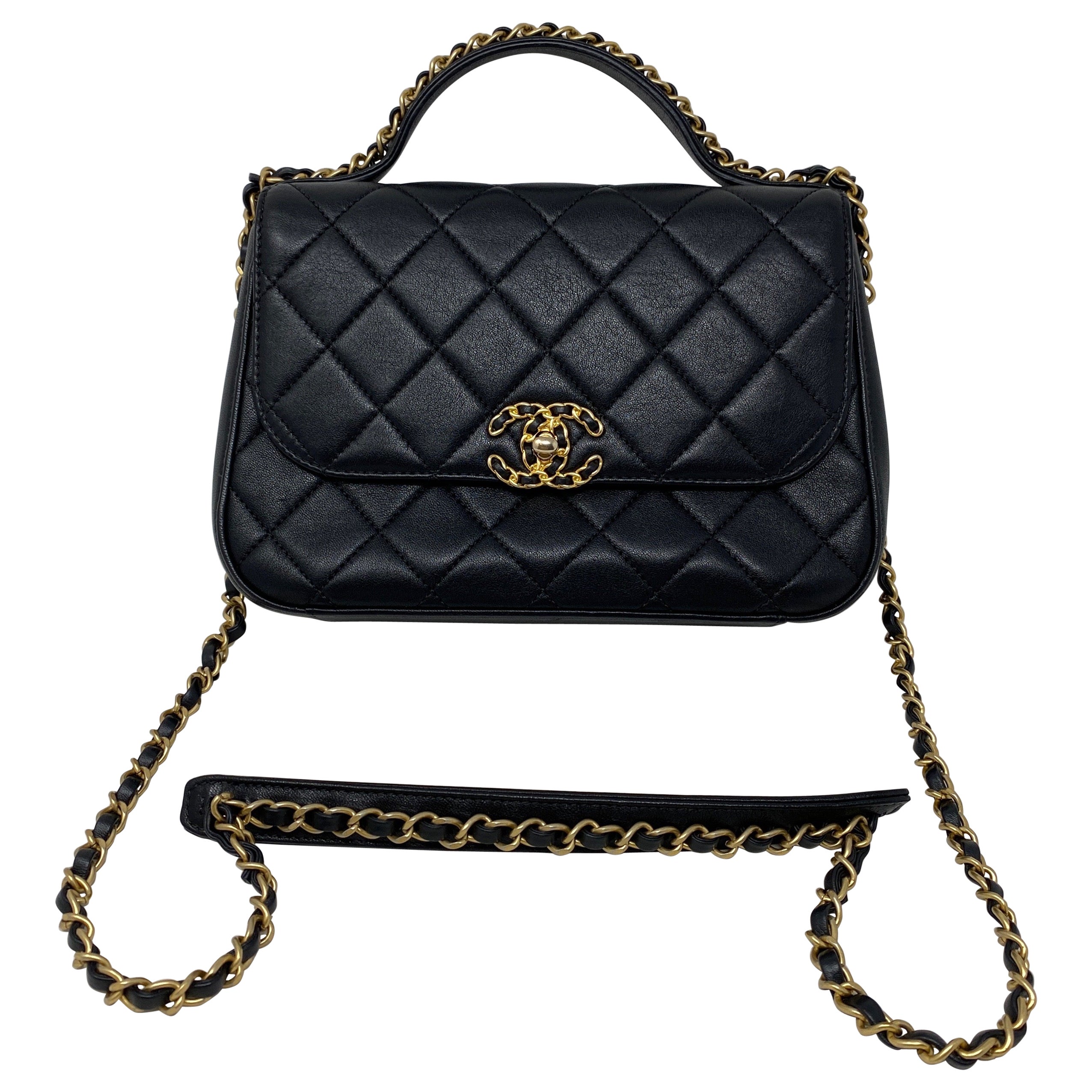 Chanel Top Handle Black Chain Bag at 1stDibs | black chain chanel bag ...