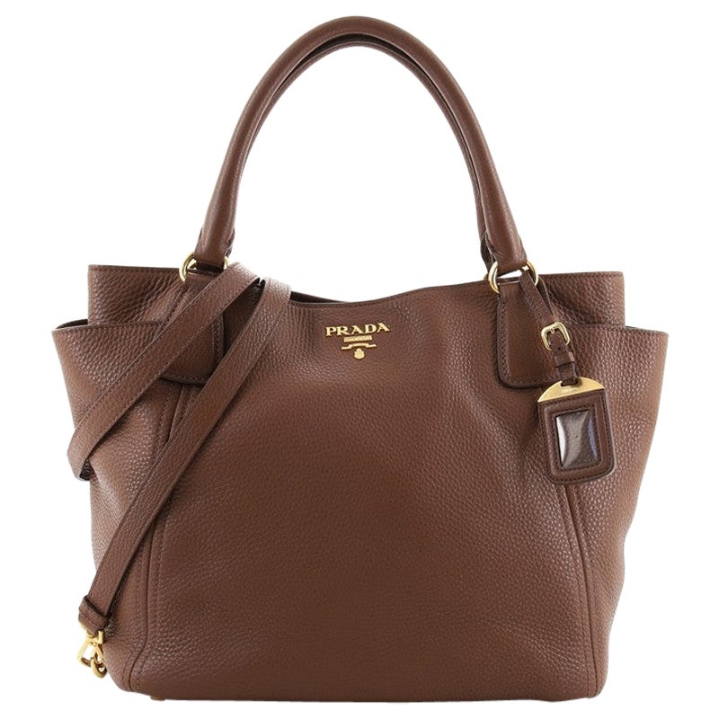 Prada Side Pocket Convertible Tote Vitello Daino Large at 1stDibs