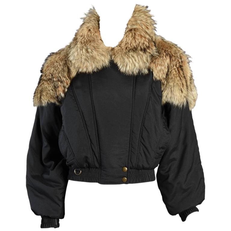 Avant Garde Ski Coat with Huge Coyote Fur Mantle at 1stDibs