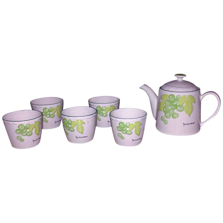 Rare Vintage Yves Saint Laurent Tea Set Hand Painted Grape Print Brand ...