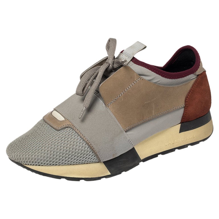 Balenciaga Multicolor Mesh And Leather Race Runner Sneakers Size 37 at ...
