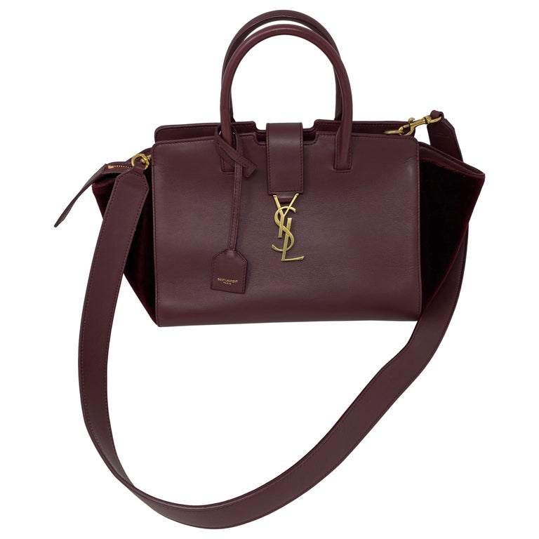 YSL Cabas Burgundy Bag at 1stDibs