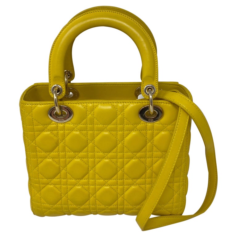 Christian Dior Yellow Lady Dior Bag at 1stDibs