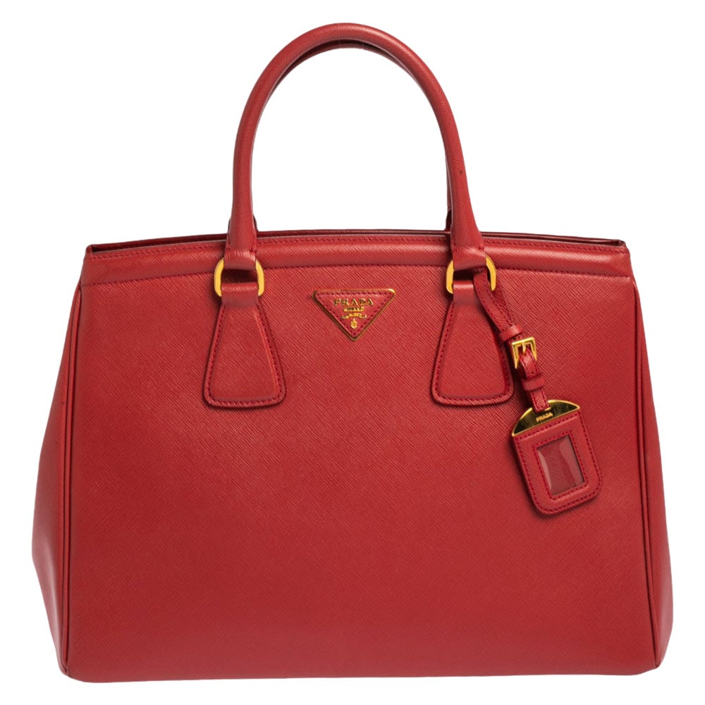 Prada Dark Red Saffiano Leather Travel Briefcase For Sale at 1stDibs