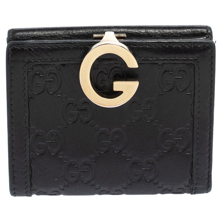 Gucci Black Guccissima Leather Charlotte Compact Wallet at 1stDibs