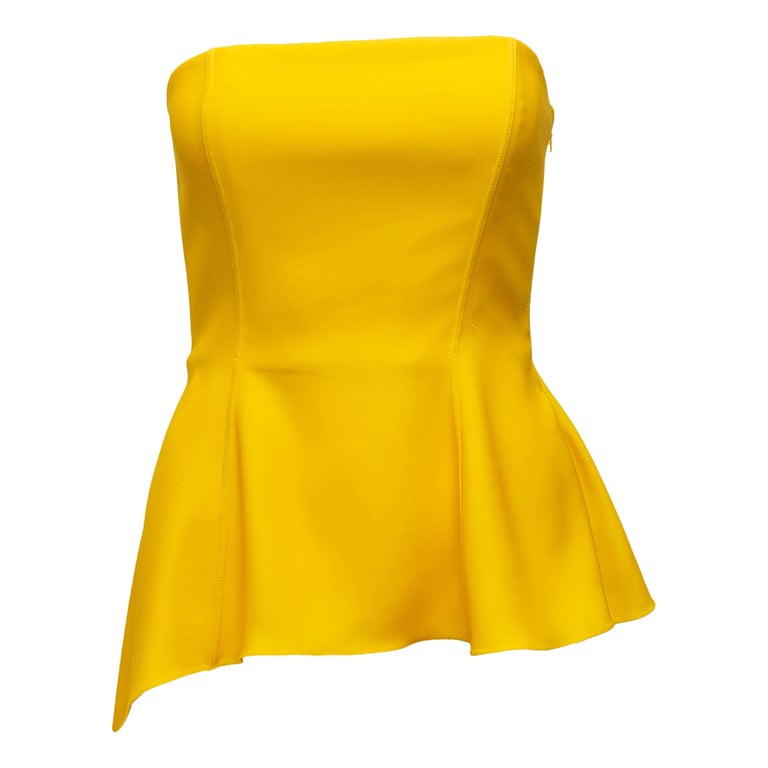 Christian Dior Yellow Strapless Bustier Top For Sale at 1stDibs