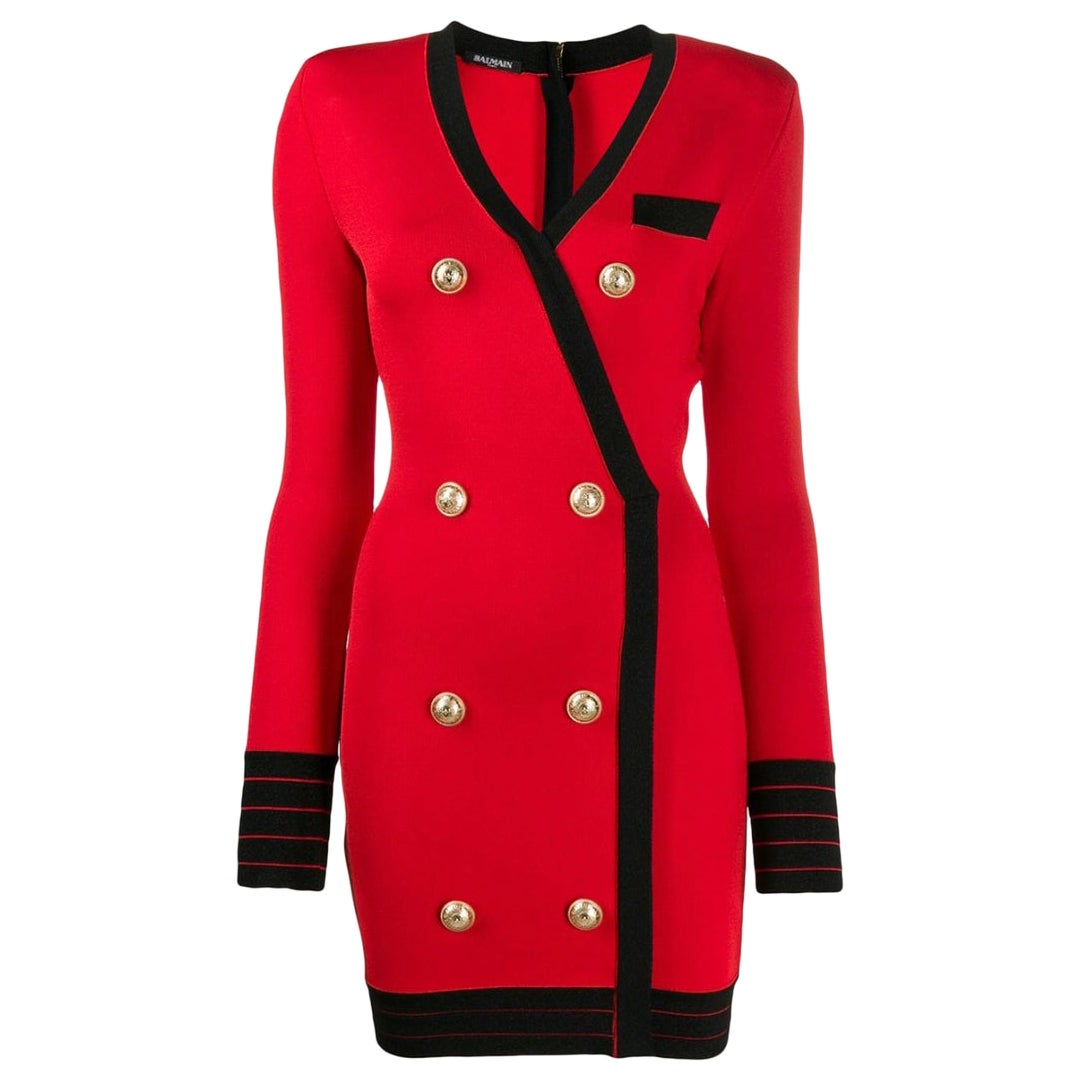Balmain Frayed Red Tweed Jacket For Sale at 1stDibs